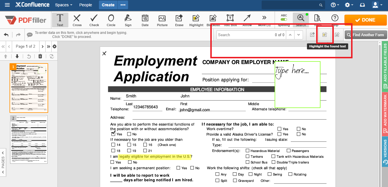 Highlight Text In PDFs Online in Confluence | pdfFiller