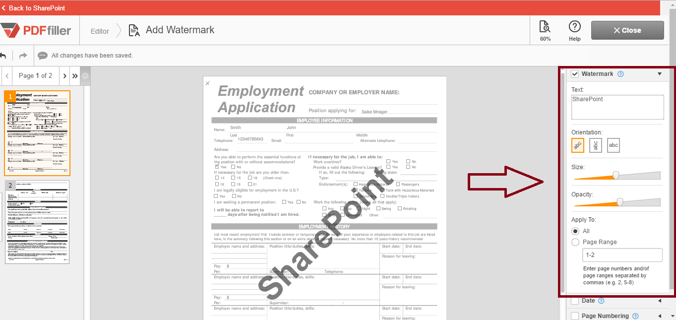 Add a Watermark & Brand Logo into PDF in SharePoint | pdfFiller