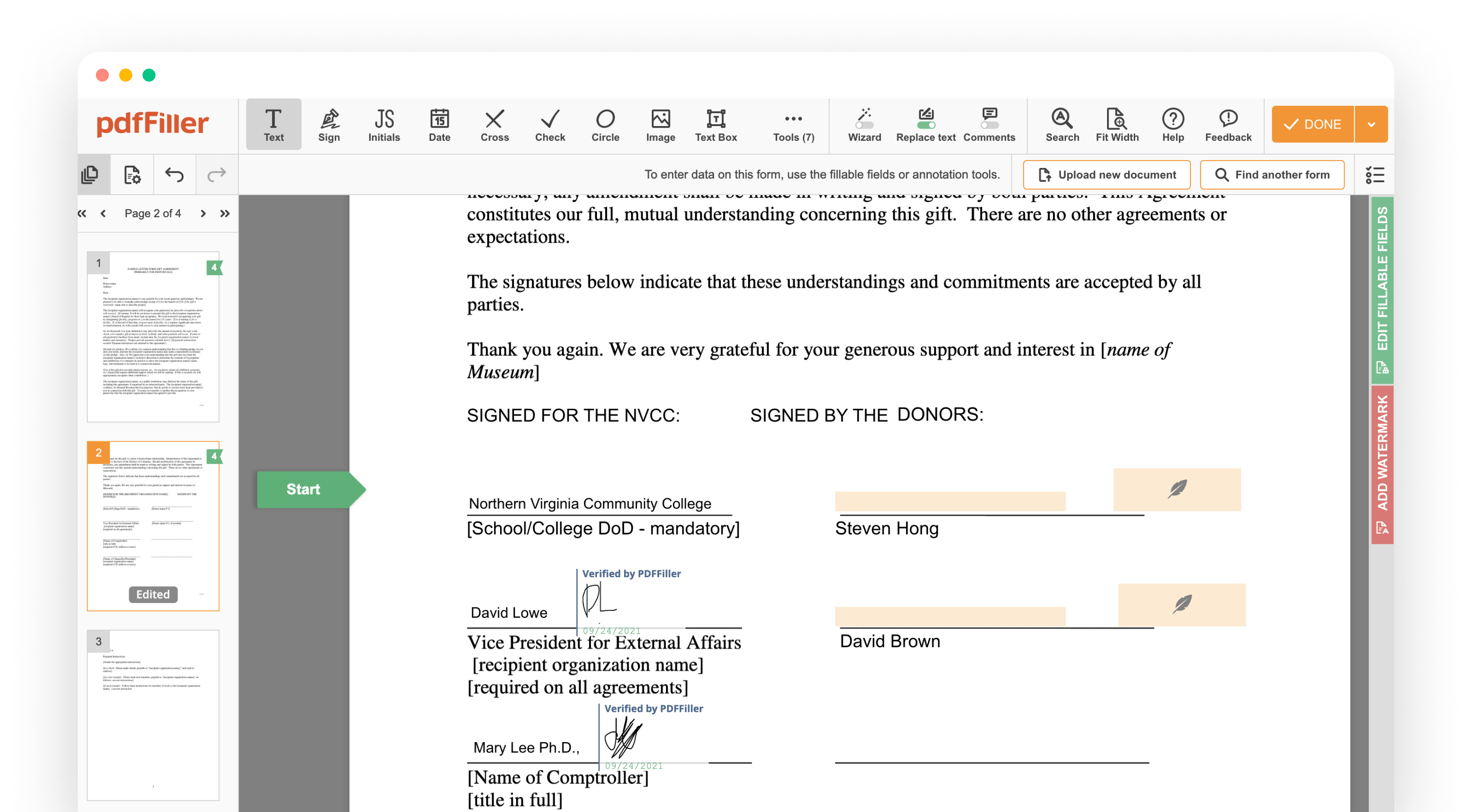 Gift agreement workflow | pdfFiller