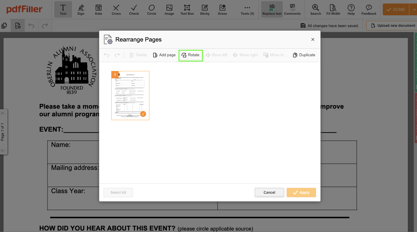 Rotate PDF Online with pdfFiller