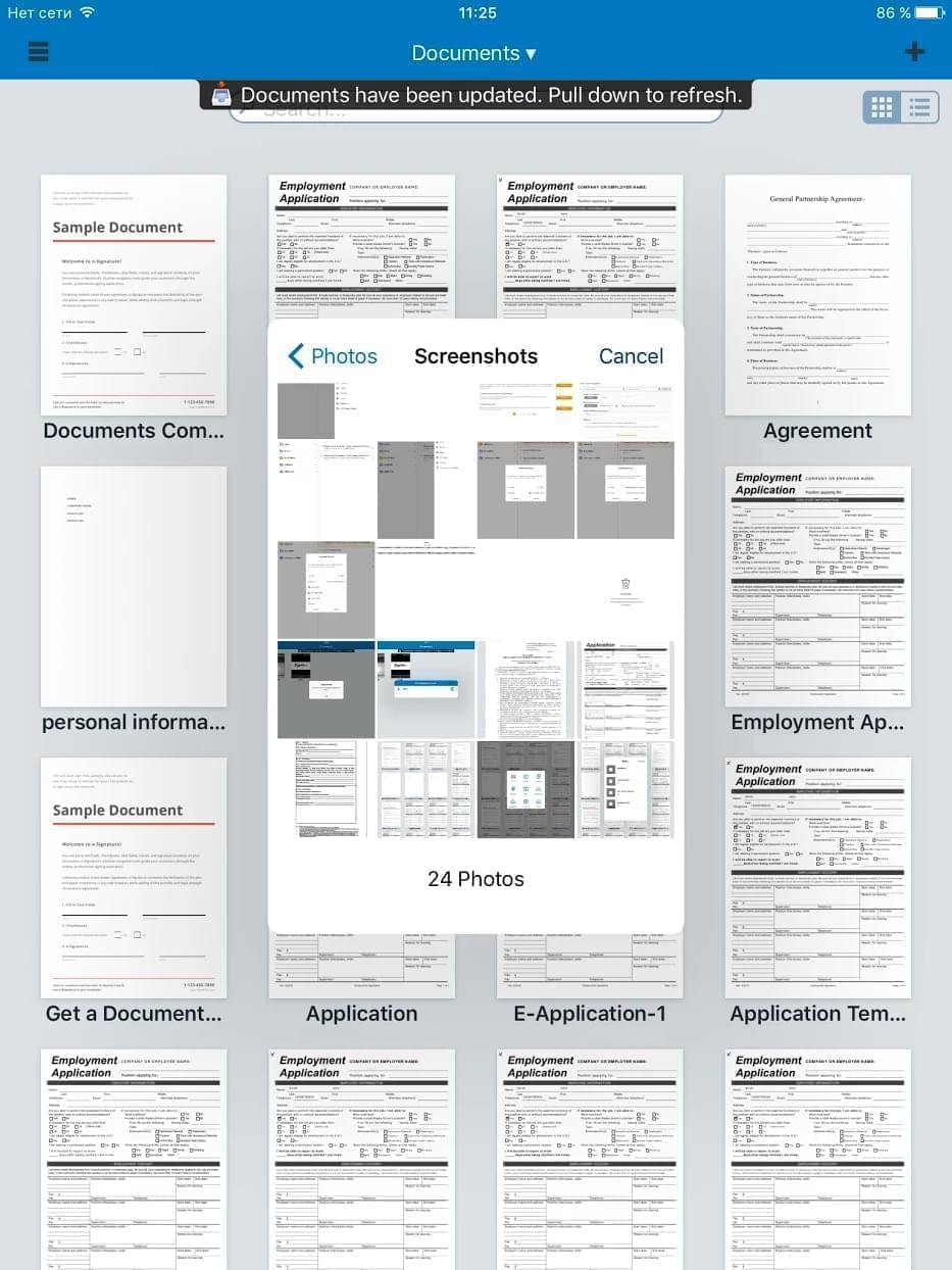 Import documents from a photo library to create a document | pdfFiller